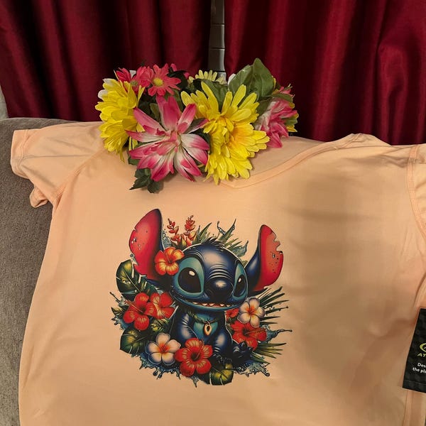 Lilo Stitch Summer Vibes Watercolor Splash Png, Stitch Floral Png ...