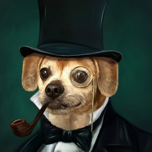 Custom Dog Portrait in Plaid Suit Original Standing at Bar Painting Pet ...