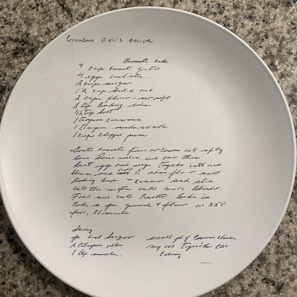 Personalized Recipe Plate, Handwriting, Handwritten Recipe, Recipe ...