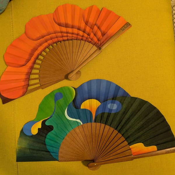Spanish Hand Fan "fire Petals", Hand Painted Floral Wood Fan, Red ...