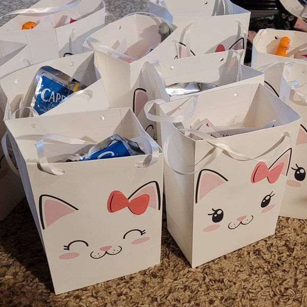 10 Cat Face Party Favor Bag- Cat Treat Bag-cat Girls Birthday Party ...