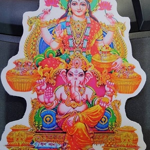 Lakshmi Hindu Art Die-cut Sticker, Feng Shui Decal, Meditation Altar ...