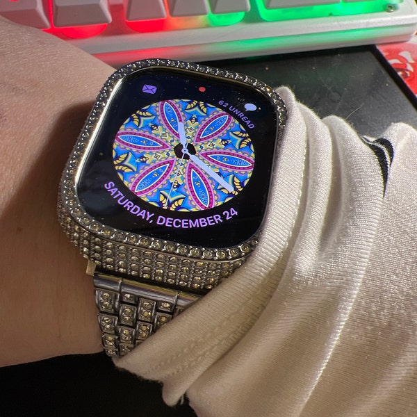 49mm Ultra Apple Watch Cover Silver Crystals Apple Watch Case ...