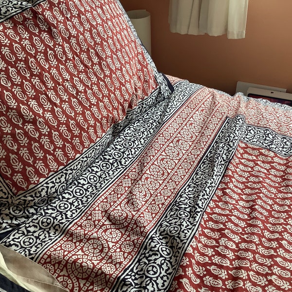 Indian Handmade Block Print Cotton Duvet Cover - Etsy