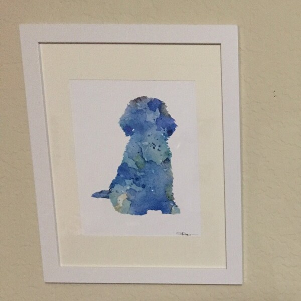 Blue Cockapoo Art Print Abstract Watercolor Painting Wall Decor - Etsy