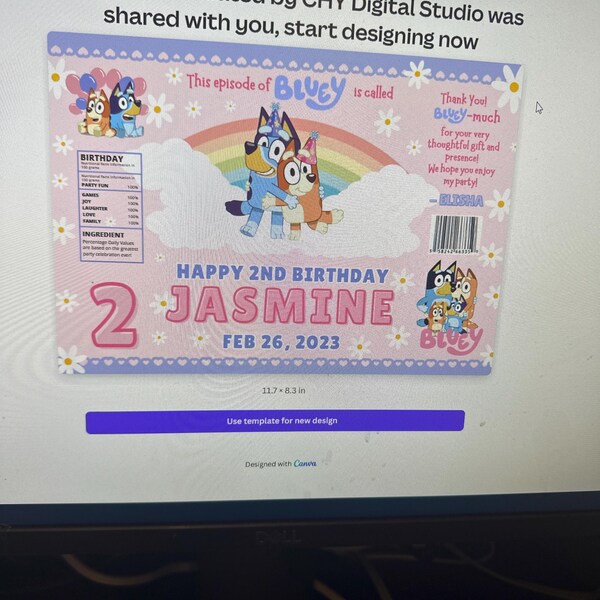 Editable Pink Blue Dog Pringles Party Favors Potato Chip Can for Girl ...