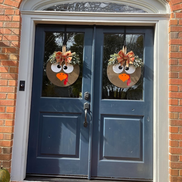 Thanksgiving Front Door Decor | Gobble | Turkey Front Door Wreath ...