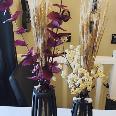 Large 10in 25cm Granite Stone Look Vase Black Grey White Vase Geometric ...