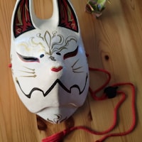 Japanese Noh Face Fox Mask Traditional Festival Mask Kitsune in ...