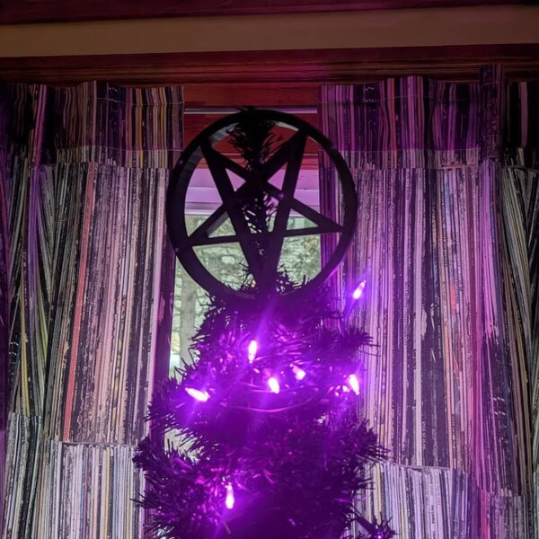 Pentagram Tree Topper Pentacle Reversible • Gothic Holiday Home Decor ...