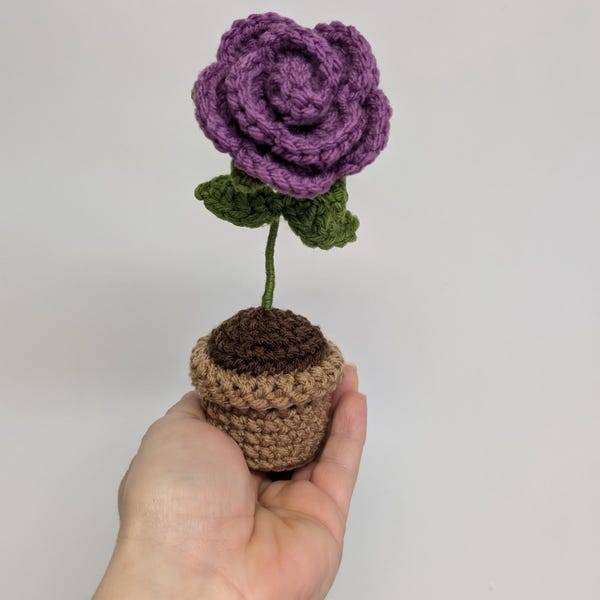 AMIGURUMI: Rose Crochet Pattern, Crochet Rose Pot, Rose Pattern, Flower ...