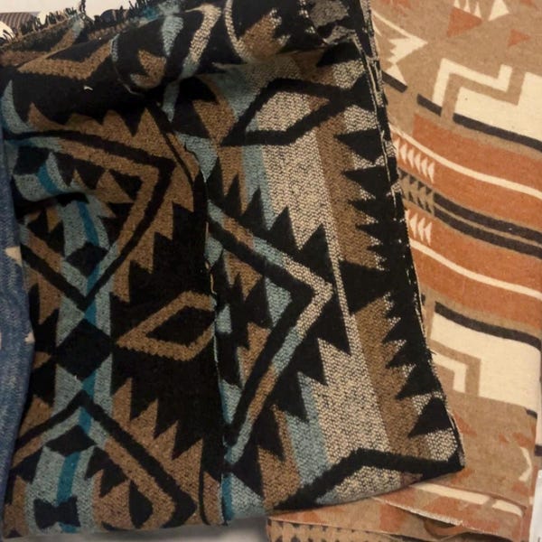 Aztec Wool Fabric by Meter / Southwestern / Printed Wool/ Soft Finish ...