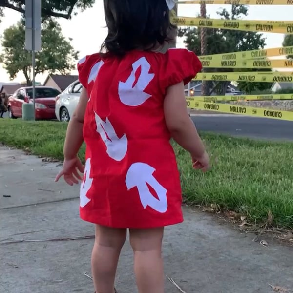 Lilo Girls Peasant Style Dress Red With White Leaves See Sizes ...