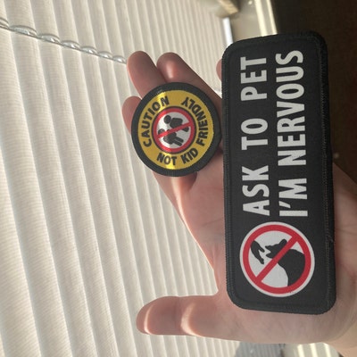 Nervous Dog Clip on Patch Tag Ask to Pet Im Nervous Custom Patch Tab ...