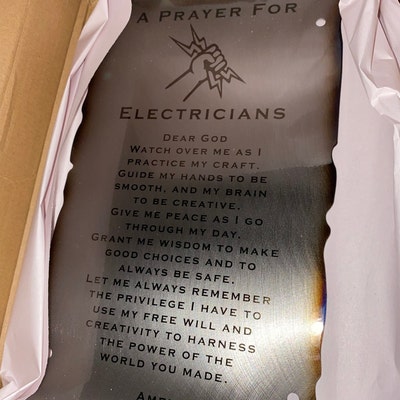 Metal Electrician's Prayer Scroll, Electrician Gifts, Electrician ...
