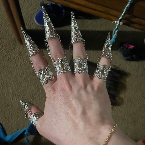 Hand Armor Finger Claws Goth Halloween Gift Claw Rings "kali", Dark ...