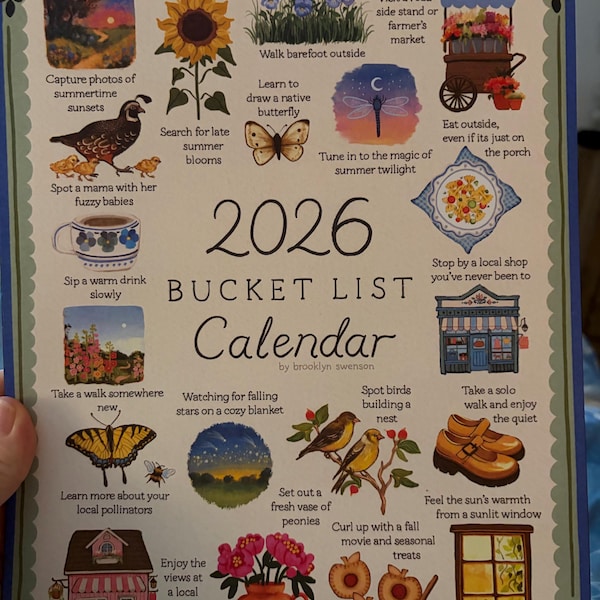 2026 Bucket List Calendar | 9x12 Inch Calendar - Etsy