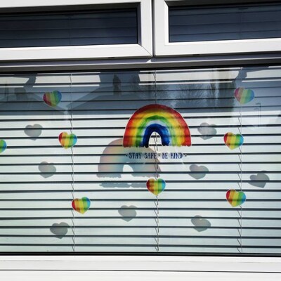 Stay Safe Be Kind Rainbow Window Sticker Rainbow Window - Etsy