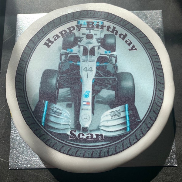 F1 Grey Formula One With Tyre Frame Round Circle Cake Icing or Wafer ...