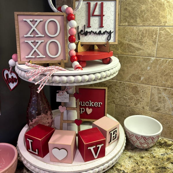 SET // Christmas Stacking Wooden Blocks // Winter Tiered Tray Decor ...