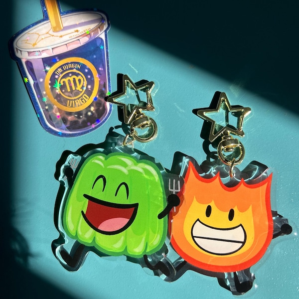 BFDI Keychains - 2.5" Acrylic - Firey, Bubble, Teardrop, Golfball ...
