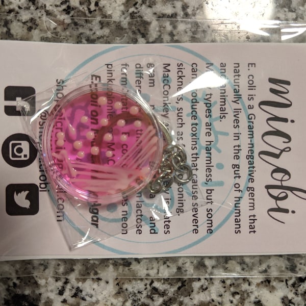 E.coli MAC Petri Dish Keychain / Microbiology Agar Art / Bacteria ...