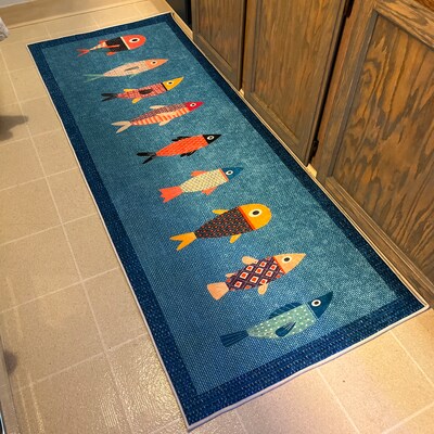 Non Slip Washable Fish Blue Kitchen Rug Runner Carpet Mat - Etsy