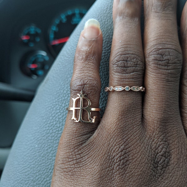 Personalized Monogram Ring - Double Initials Ring - Custom Monogram Ring - Initials Ring - Two ...