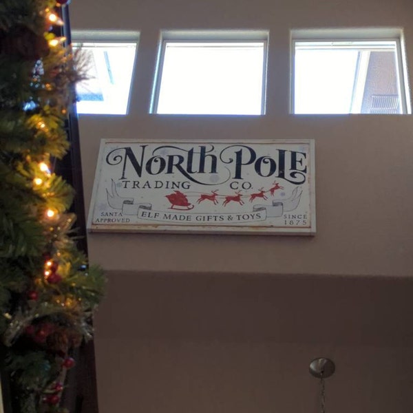 Rustic Christmas Sign North Pole Trading Company Sign Modern Farmhouse ...