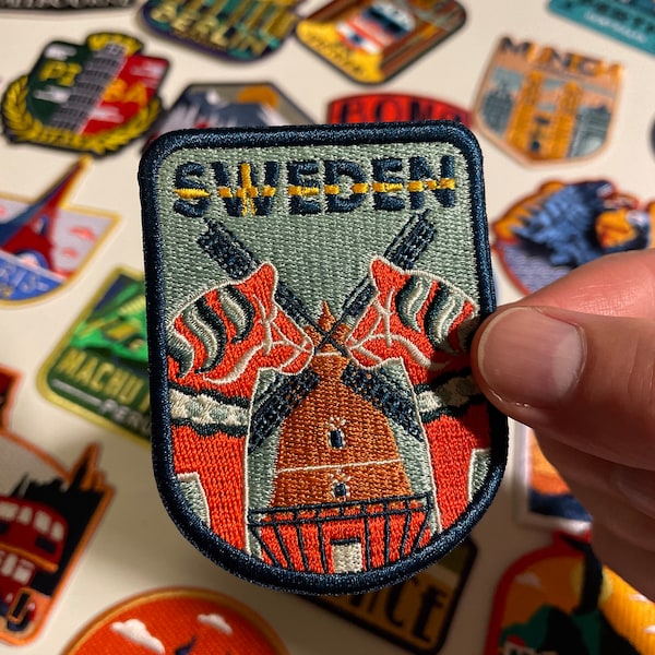 Sweden 3" Travel Patch Embroidered Iron on Sew Badge Souvenir Flag City ...