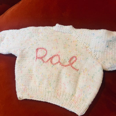 3-6 Month Personalized Hand Knitted Baby Cardigan With Name Embroidery ...