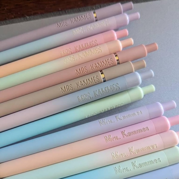 Custom Colored Ink Pens｜personalized Pens｜set of 5 Custom Engraved ...