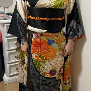 Rank A Vintage Furisode Kimono, Japanese Vintage Silk Kimono, Women ...