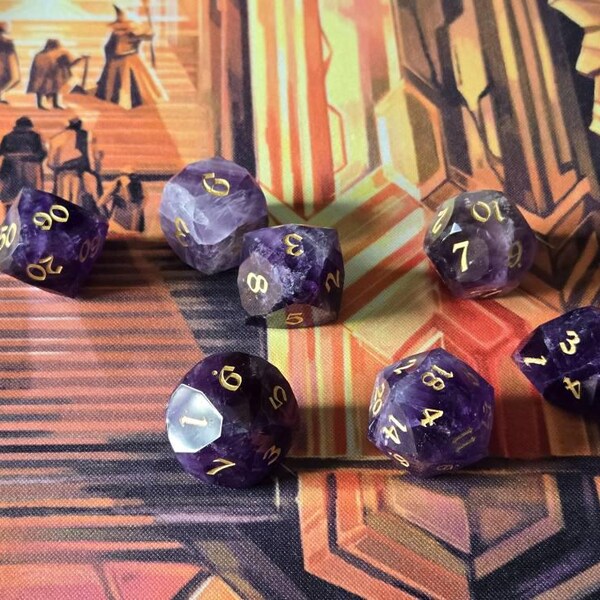 Gemstone Opalite Elven Cut Polyhedral Dice (with Box) Dnd Set - Etsy