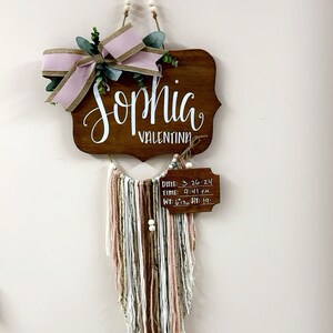 Boho Baby Dreamcatcher Hospital Door Hanger Baby Stats Dreamcatcher ...