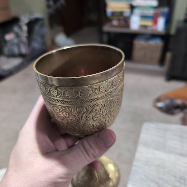 Handmade Brass Goblet for Communion Gold Chalice Cup Arthur King ...
