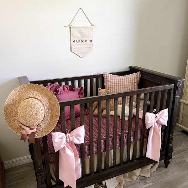BLUSH BASSINET BOW & Band Set: Baby Bedding, Nursery Bassinet, Hospital ...