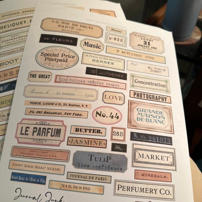 JOURNAL JUNK Labels Kit Printable Vintage Ephemera Diary Supplies Paper ...