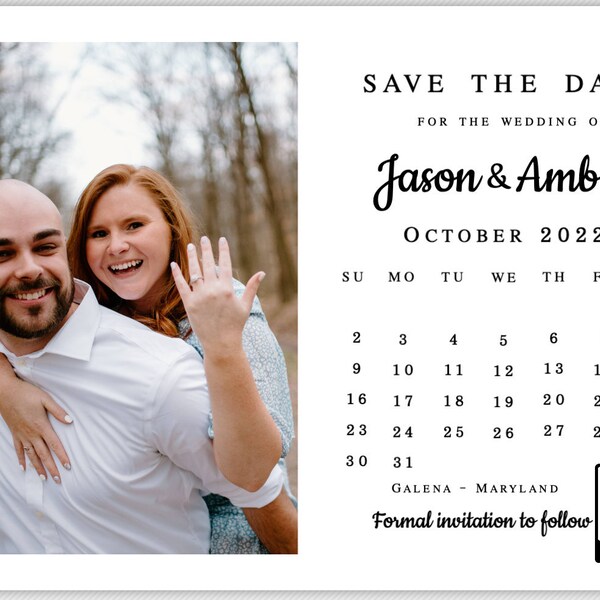 Photo Calendar Save the Date Editable Template With Photo Wedding ...