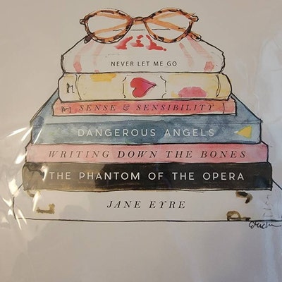 Customizable Book Stack Art Print cute Wall Art, Home Decorating ...