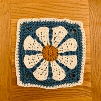 Retro Daisy Square Pattern Floral Granny Square DIY Crochet Flower ...