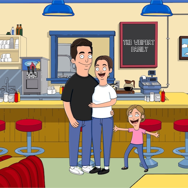 BIG SALE! Custom Bob's Burgers Cartoon Portrait, Personalized Digital ...