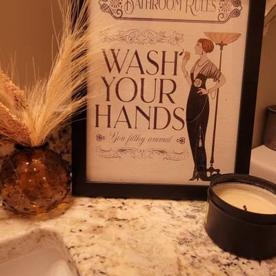 Funny Bathroom Sign Art Deco Bathroom Decoration Vintage Art Noveau ...