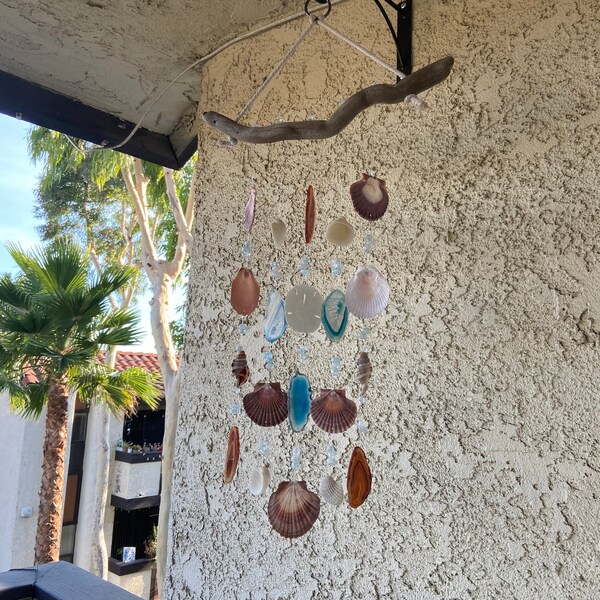 Driftwood Seashell Wind Chimes, Sea Shell Wind Chimes, Wind Chimes, Sun ...