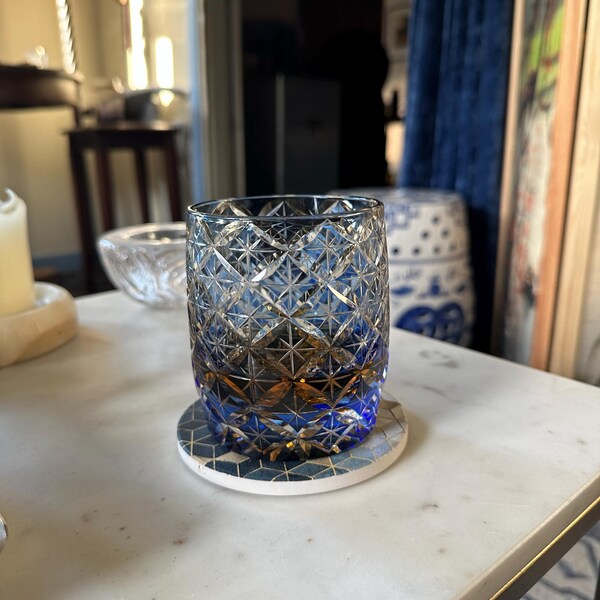Vintage Diamond Cut Crystal Whiskey Glass Hand-carved Bourbon Luxury ...