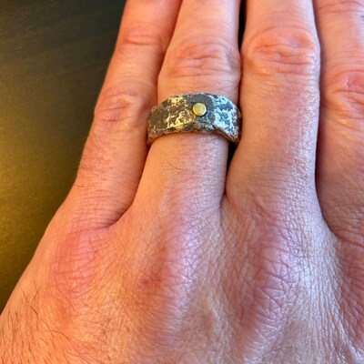 Men's Ring Silver and Gold Chunky Ring - Etsy