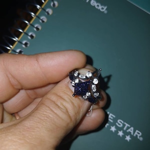 Galaxy Orion Nebula Ring for Women, Engagement Ring Set, Black Titanium ...