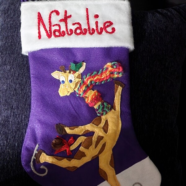 Giraffe Christmas Stocking--"giraffe on Skates" - Etsy