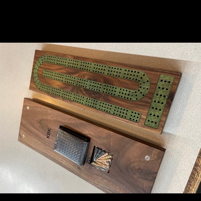 Premium Cribbage Board With Copper Resin Track Inlay Peg Storage Comes ...