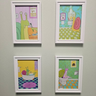 Potty Snail Illustration, 4x6 Framed Wall Art, Funny Bathroom Wall ...